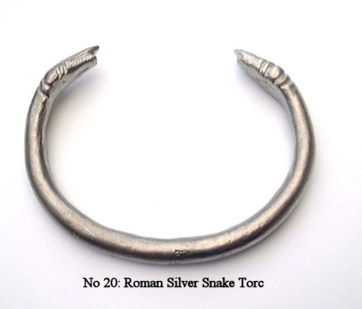 No 20 - ROMAN SILVER SNAKE HEAD TORC