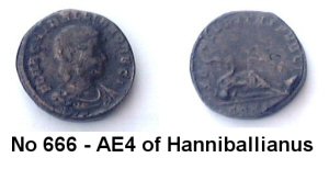 No 666: Roman Bronze AE4 of Hanniballianus